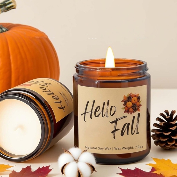 Accents | Hello Fall Amber Candle Natural Soy Wax Scented Candle Autumn ...